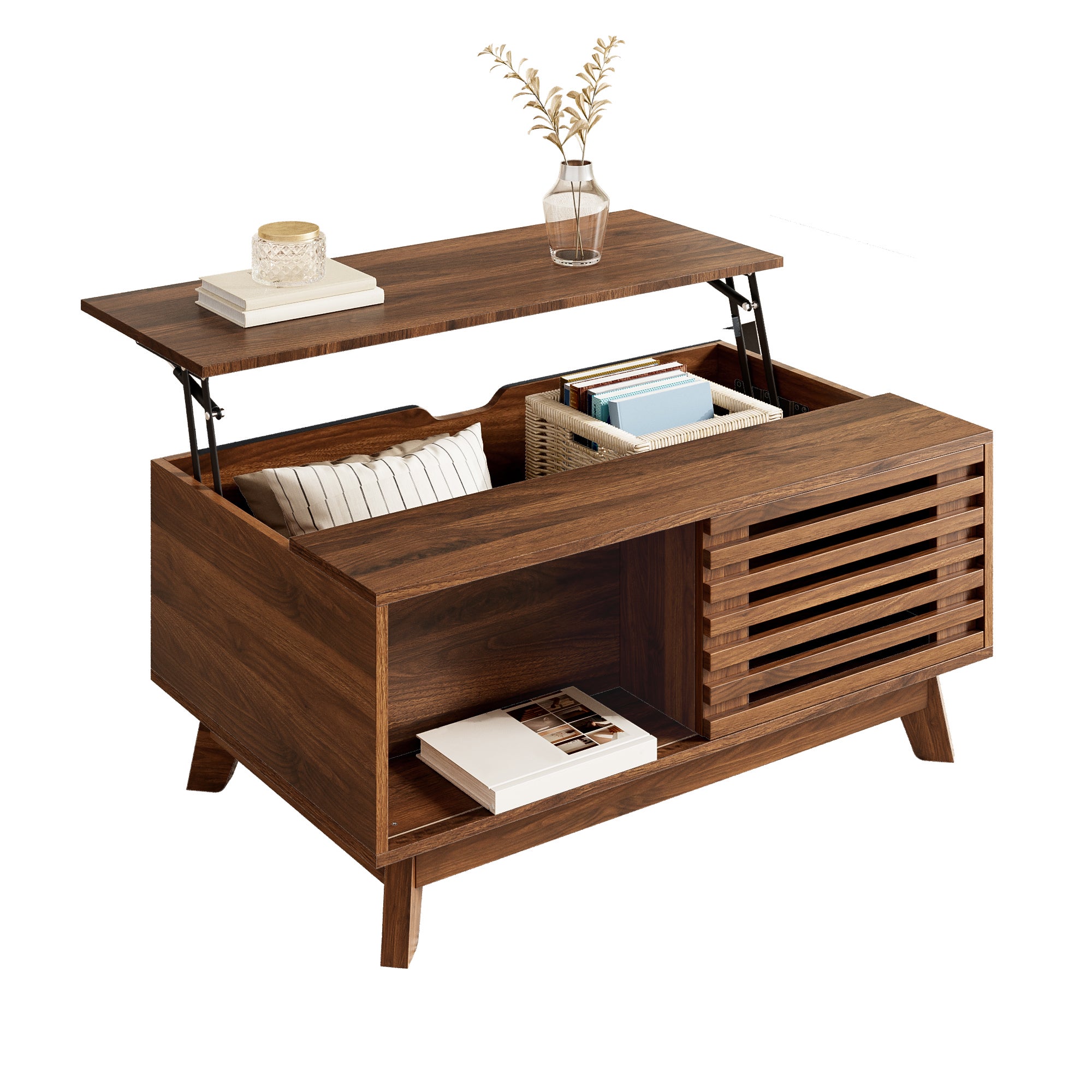 Mesa de centro con tablero de altura regulable, puertas correderas con ...