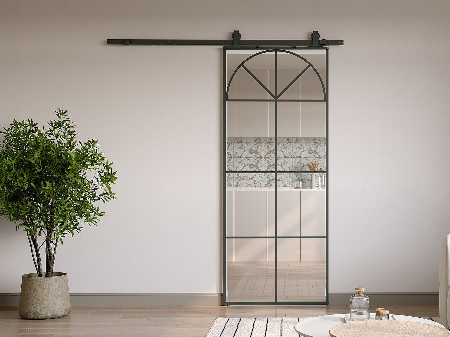 Porte coulissante avec système en applique style art déco - aluminium ...