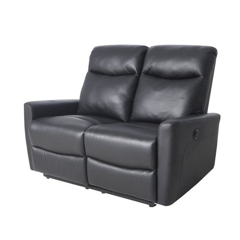 Canape 2 places relax electrique - Cuir et simili noir - JESS | Leroy ...