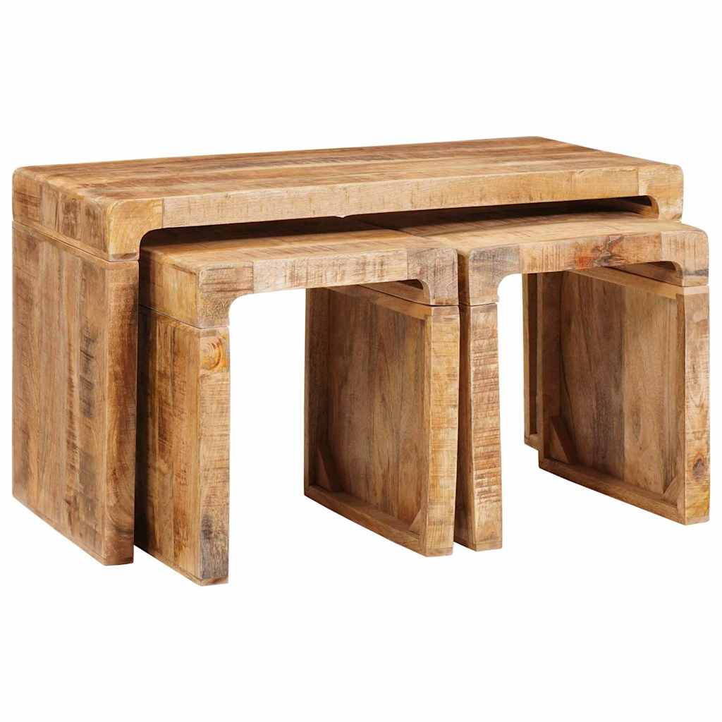 Table Gigogne 3 pcs Marron Bois de mangue massif vidaXL | Leroy Merlin