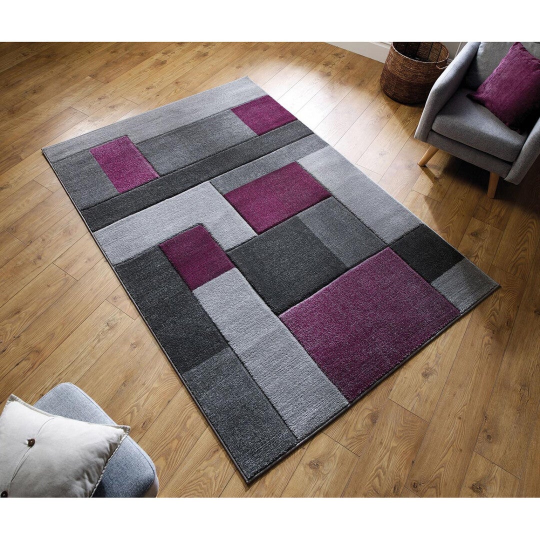 Tapis cubisme en polypropylène Violet 200x290 COSMOS | Leroy Merlin
