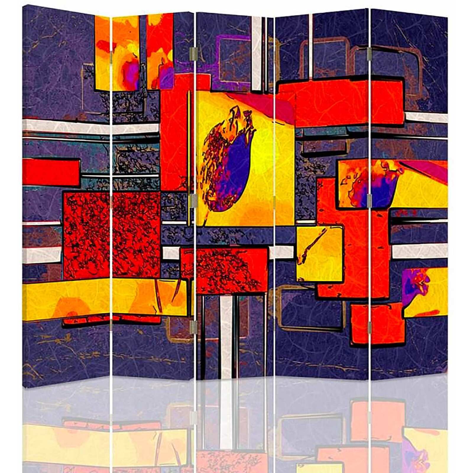 Paravent Design Abstraction Géométrique Coloré 5 Volets - 180 x 150 cm ...