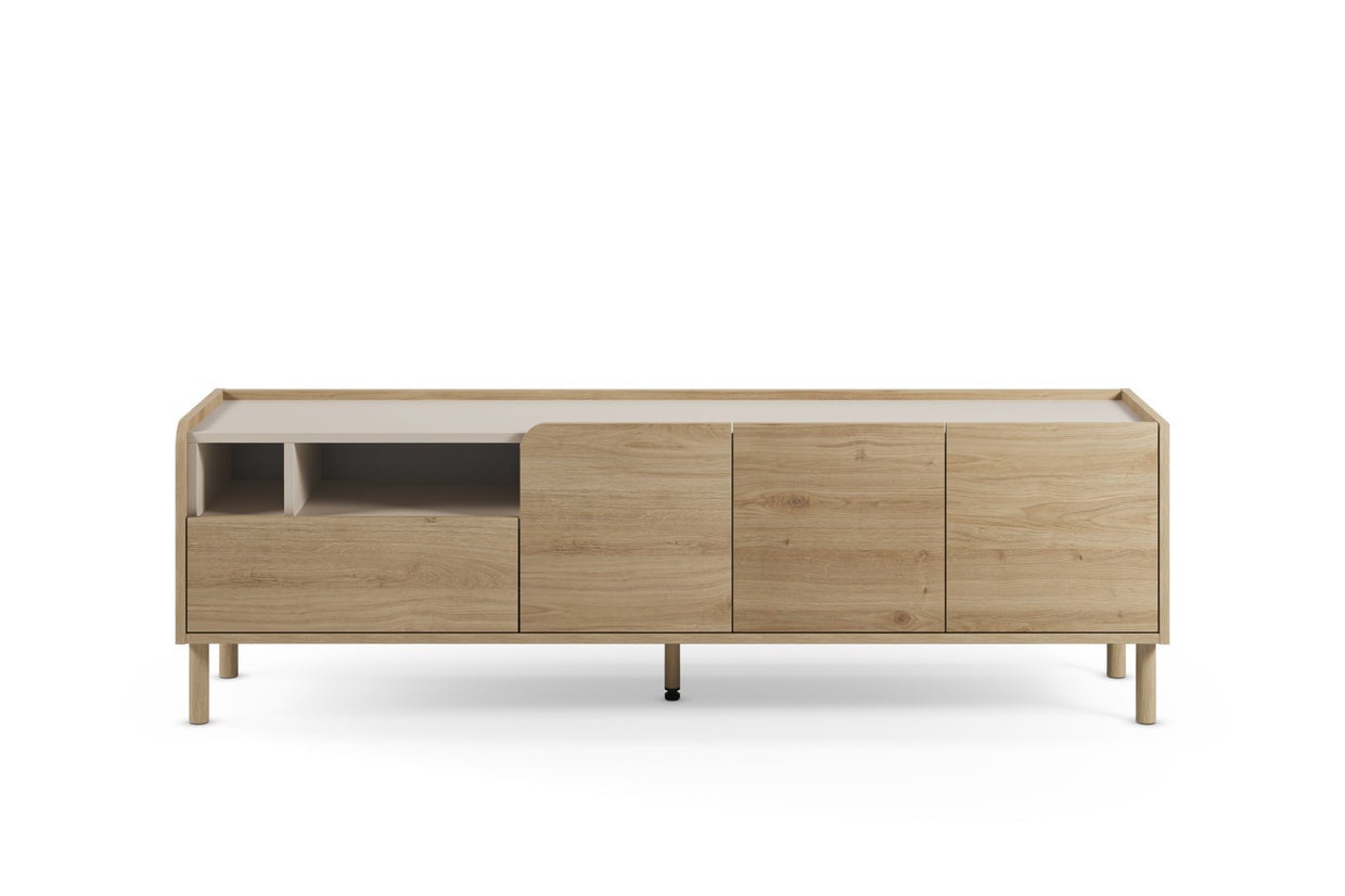 ISADORA - Meuble TV 180cm -en mélamine - Chêne clair | Leroy Merlin