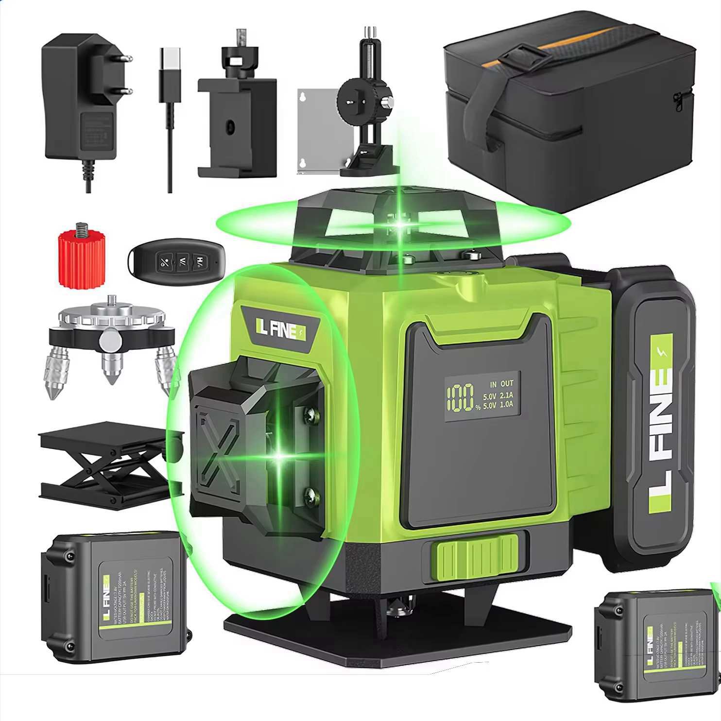 Nivel láser autonivelante verde de 16 líneas, ideal para obras de ...