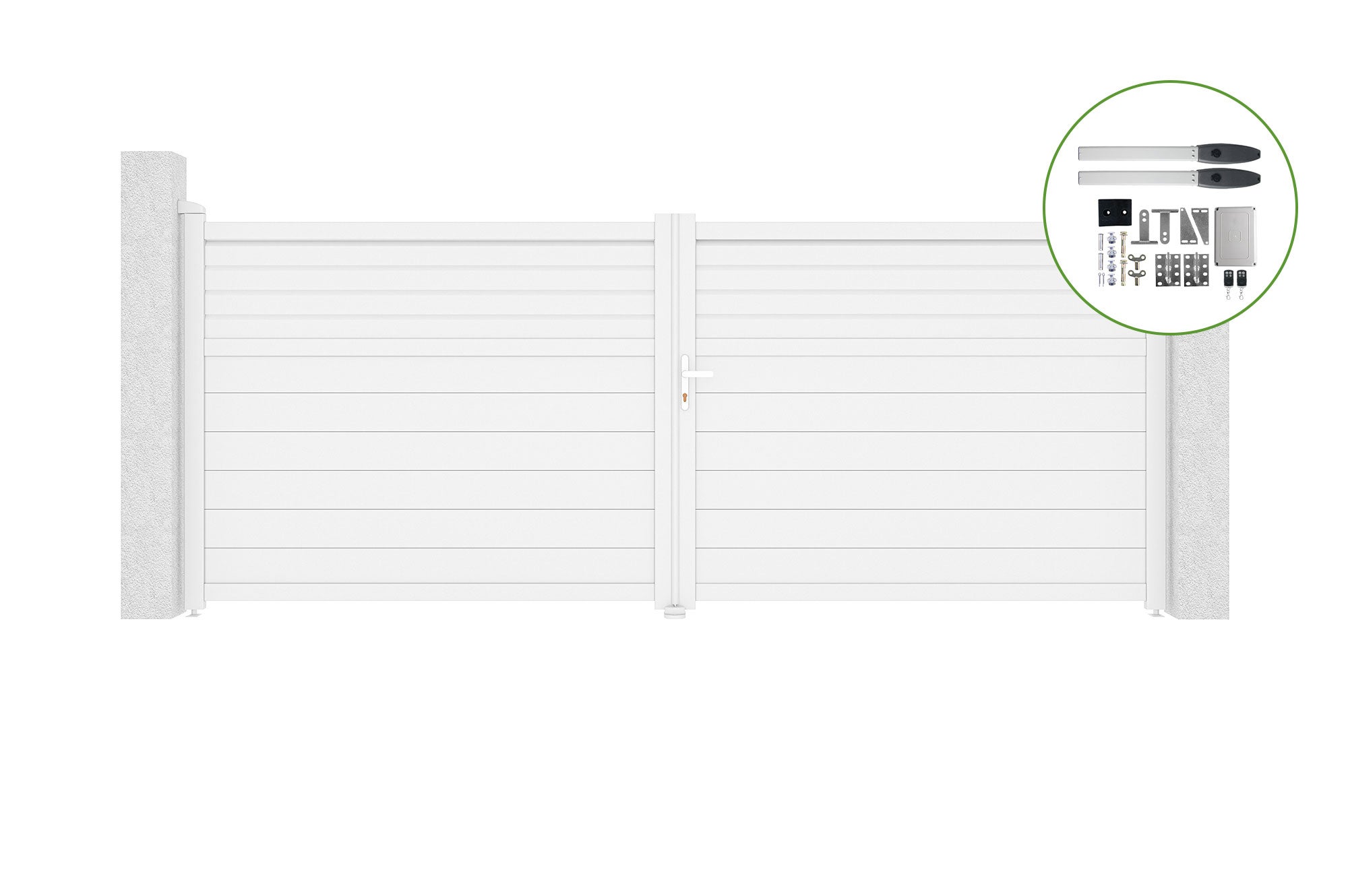 Portail battant 4m CARPATIA H.160cm alu blanc + motorisation HICKER ...