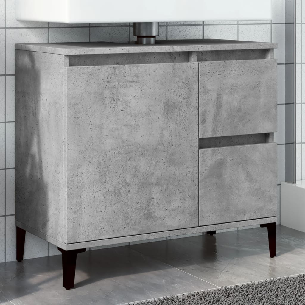 Mueble lavabo gris hormigón 65x33x60 cm de madera contrachapada | Leroy Merlin