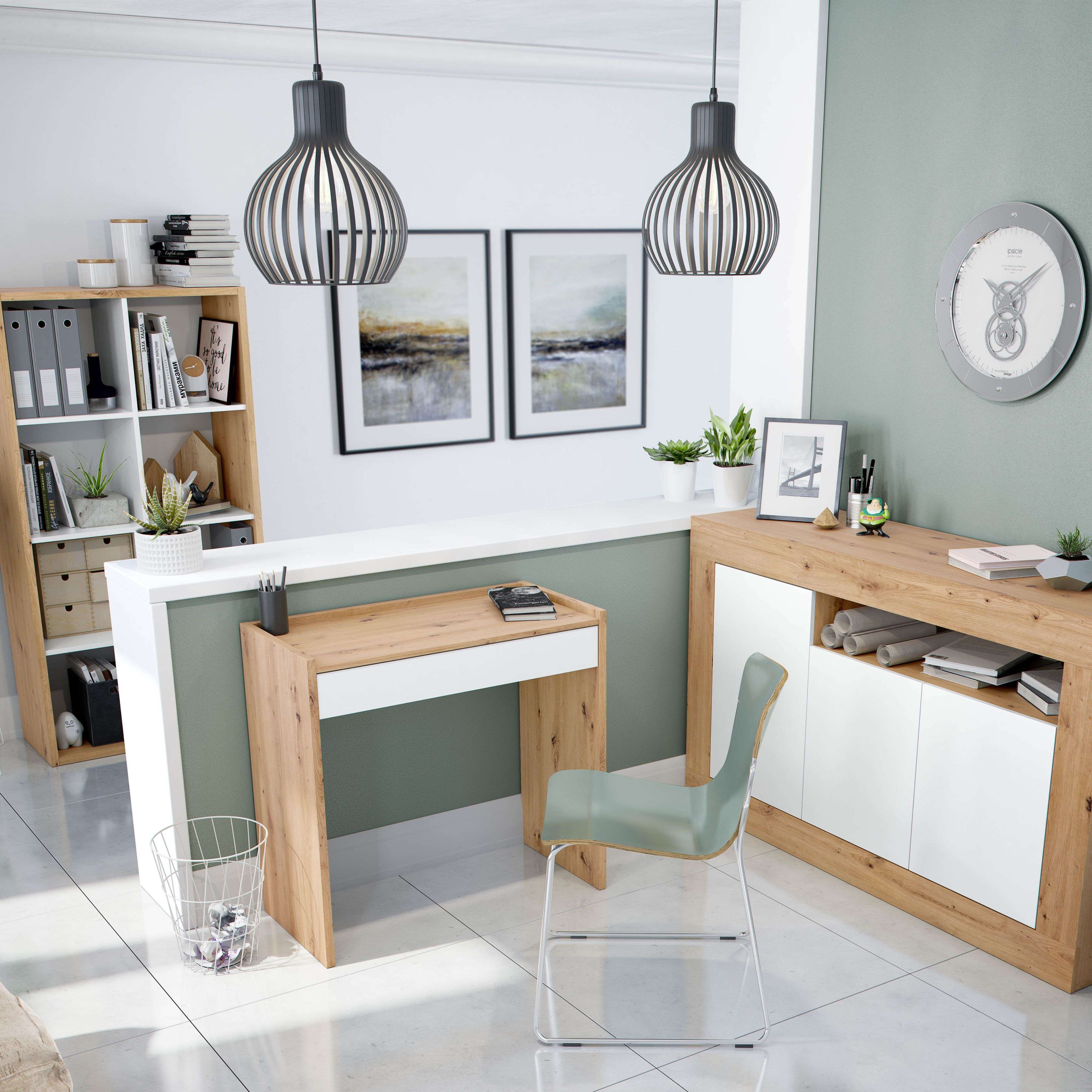 Pack de oficina muebles acabado en color roble nodi y blanco mate ...