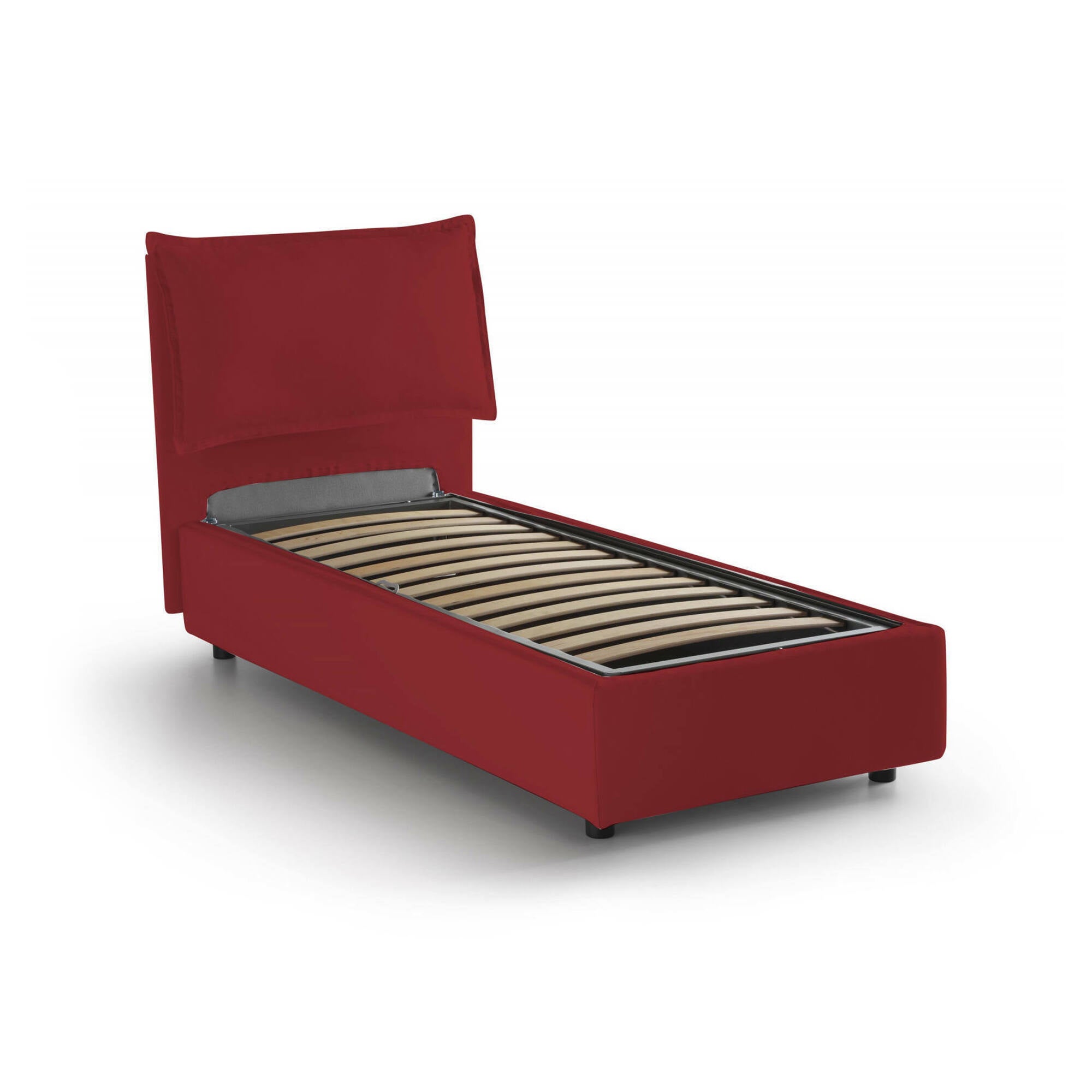 Lit simple Aigor, Lit coffre avec revêtement en tissu, 100% Made in ...
