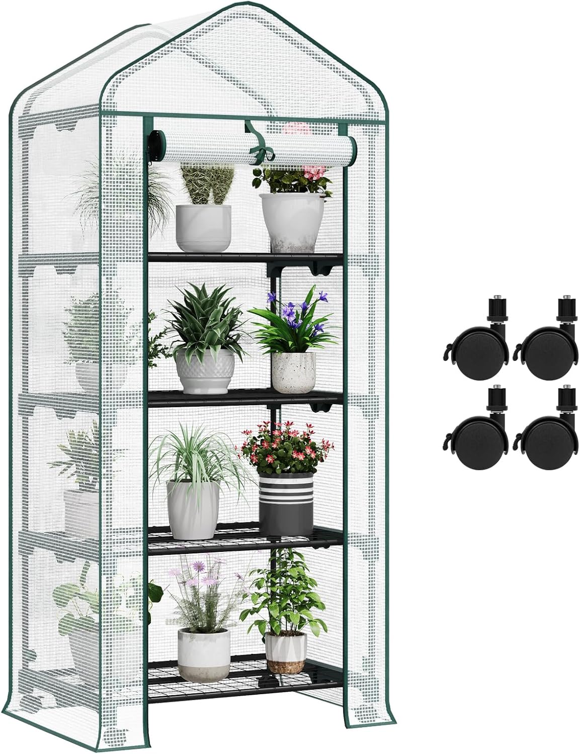 Serre de Jardin WOLTU, Serre de Balcon avec roulettes, 4 Étagères ...