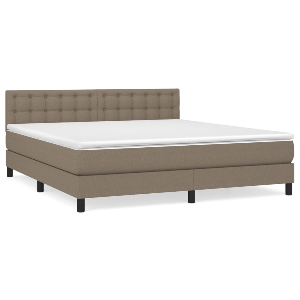Cama box spring con colchón tela gris taupe 160x200 cm | Leroy Merlin