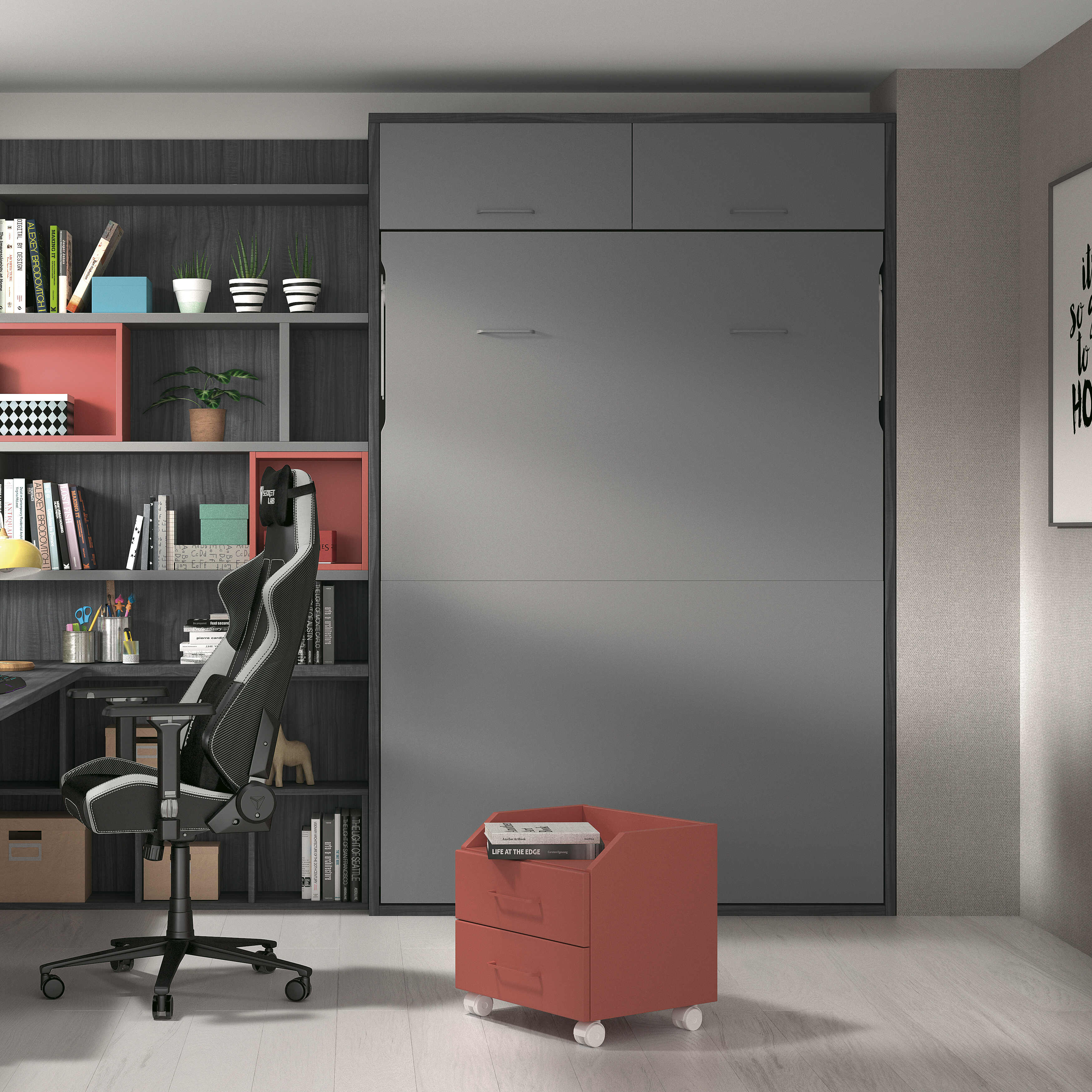 Lit escamotable vertical avec coffres - Walter - 140 x 190 | Leroy Merlin