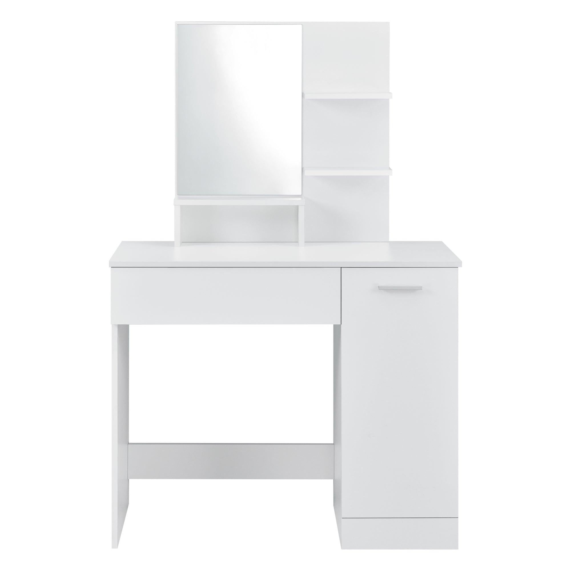 Coiffeuse design avec miroir tiroir étagères commode de coiffure 138 cm ...