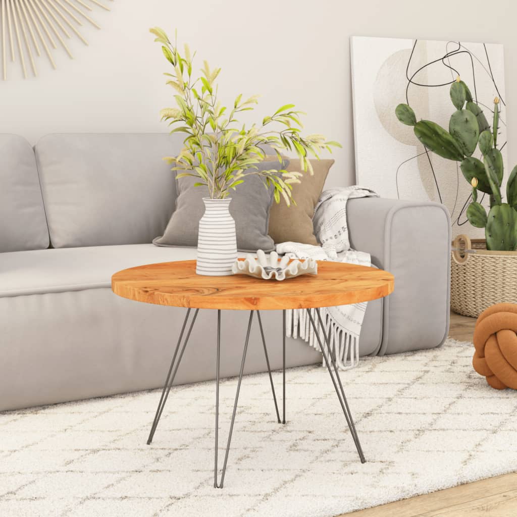 Plateau de table rond en bois d'acacia massif ?60x3,8 cm | Leroy Merlin