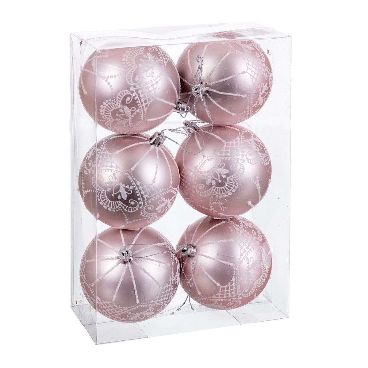 Boules de Noël Rose Plastique 8 cm (6 Unités) | Leroy Merlin