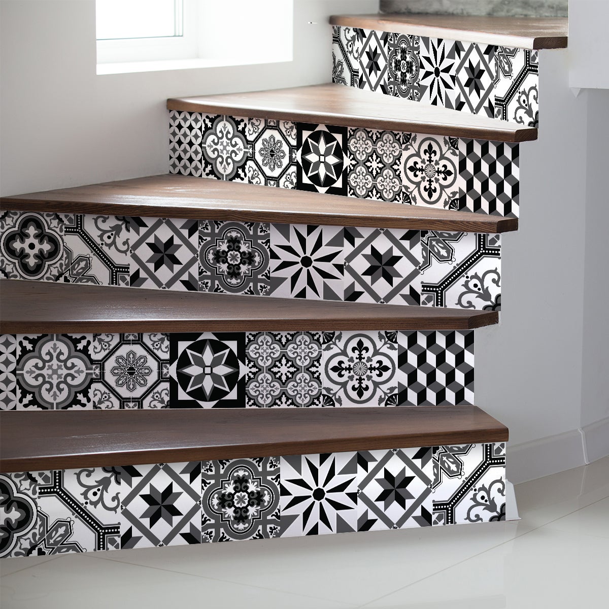 Stickers adhésifs escalier carrelages contremarche - ANGLENA - 2 bandes ...