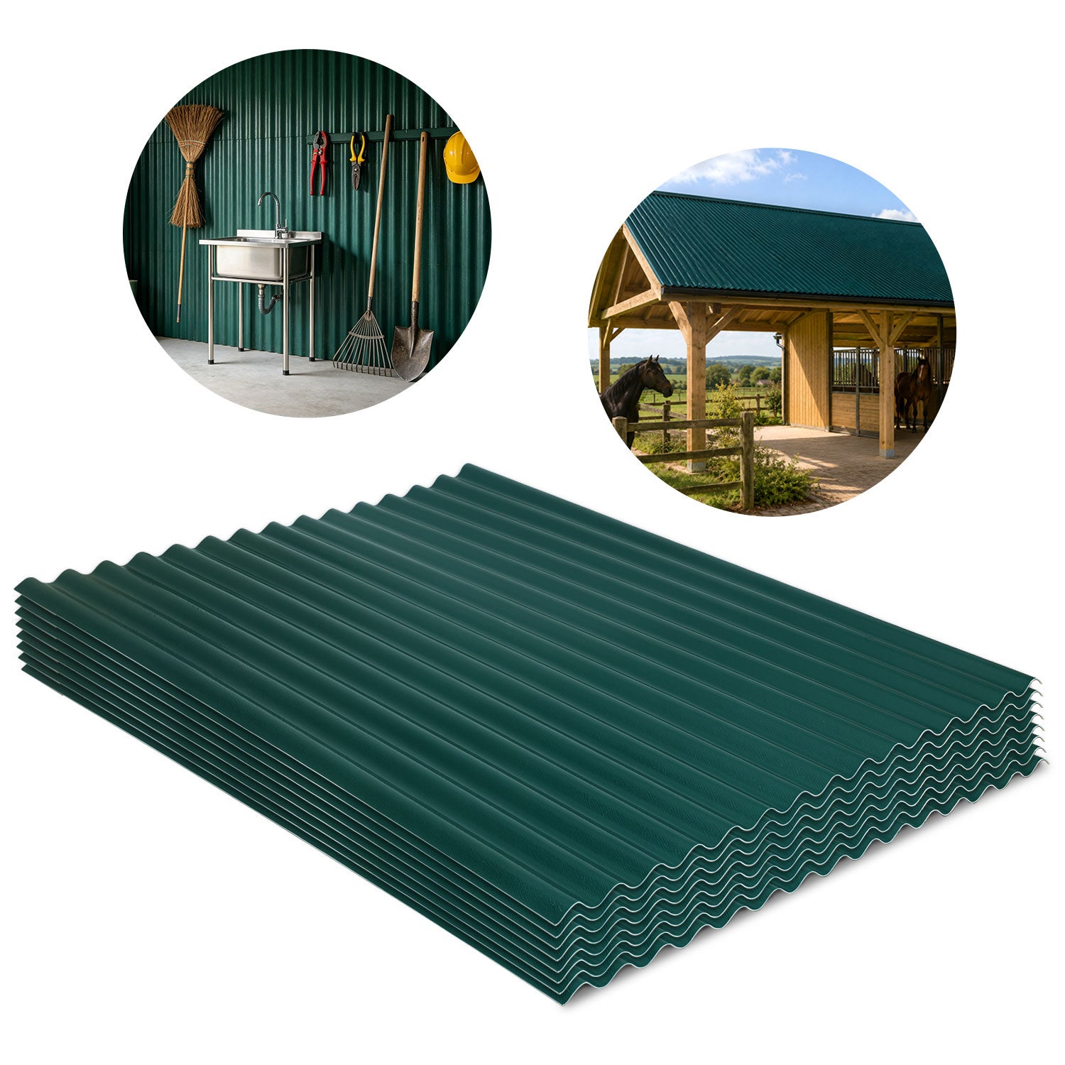 Placas onduladas ASA 8 uds verde oscuro 117 x 93 cm 1,5 mm | Leroy Merlin