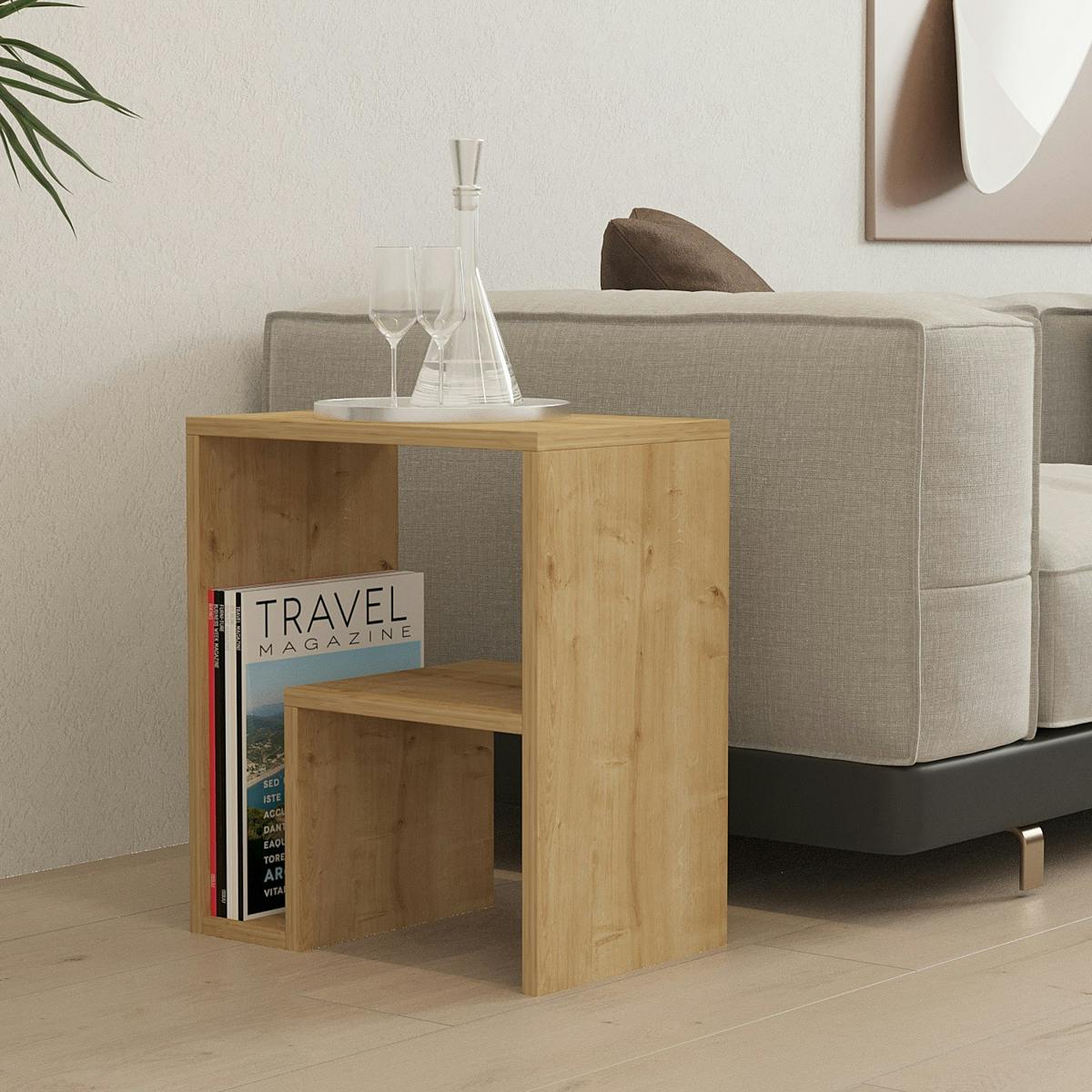 Table d'appoint design décor bois et forme en L MARFA | Leroy Merlin