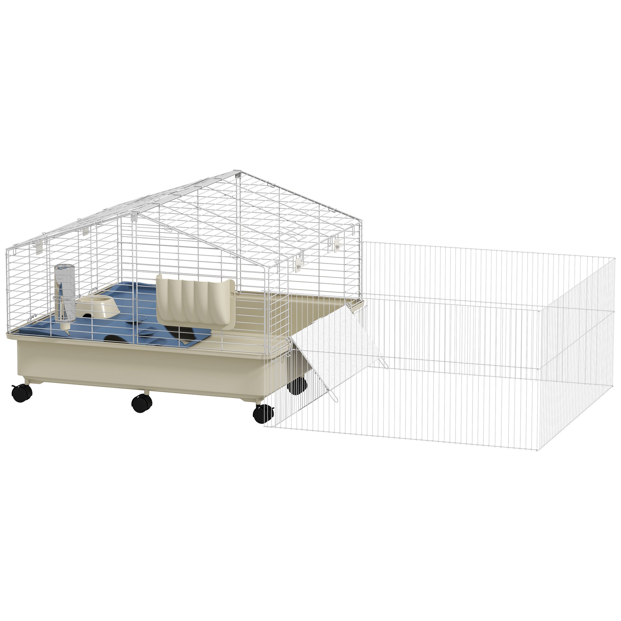 Cage pour petits animaux avec clôture, cage à lapin, bouteille d'eau ...