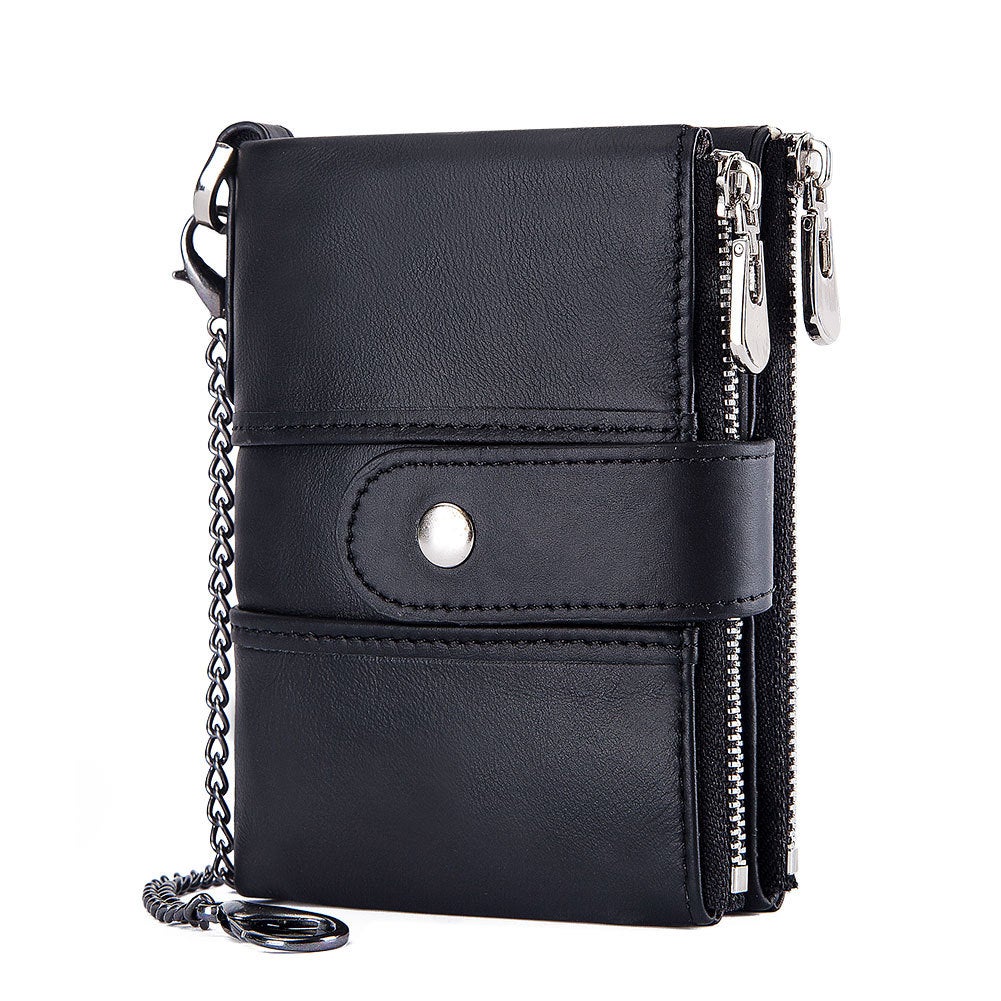 Portefeuille RFID à trois volets avec 2 poches à monnaie Black | Leroy ...