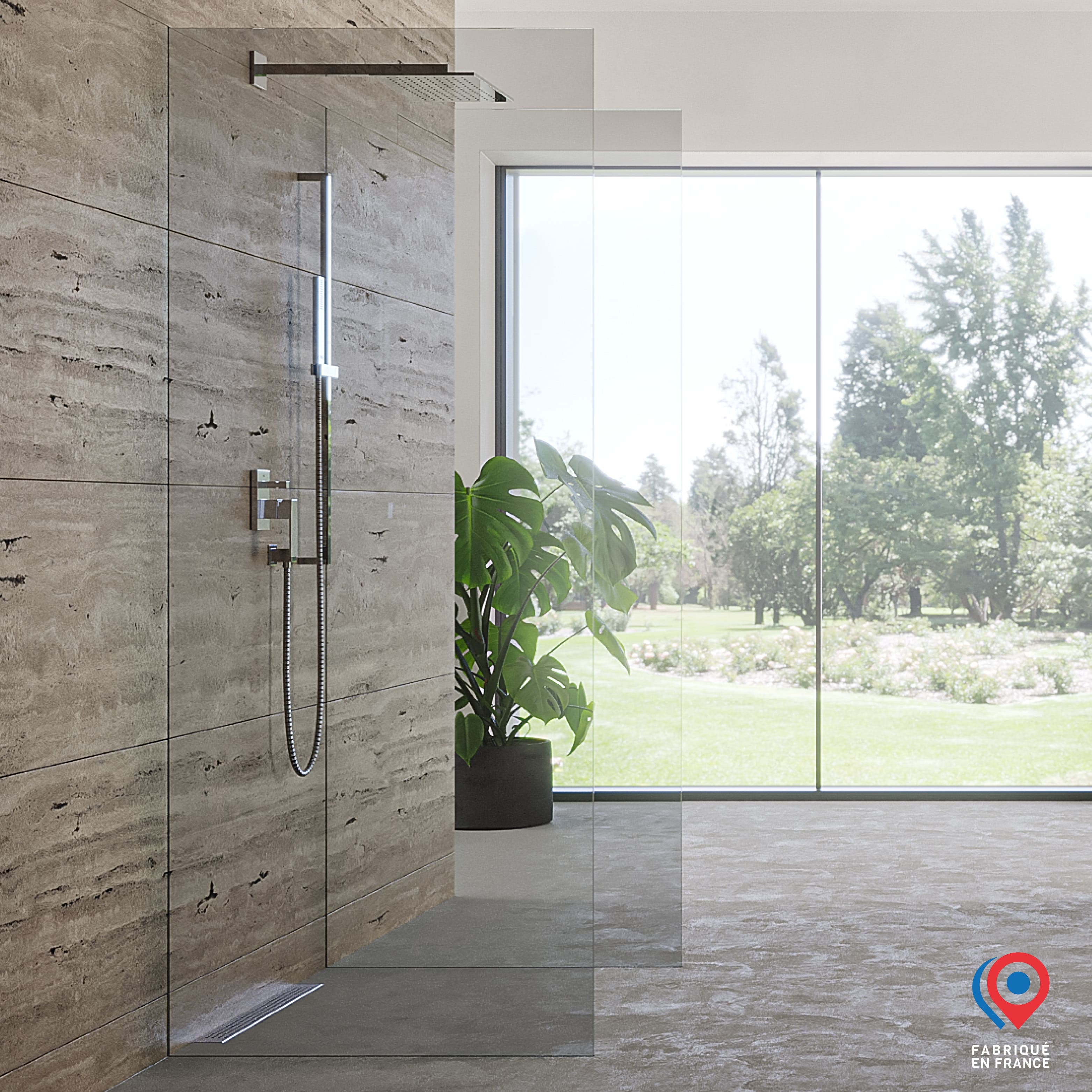 KIT DE DOUCHE STANDING – PAROI DE DOUCHE OUVERTE À FIXATION INVISIBLE ...
