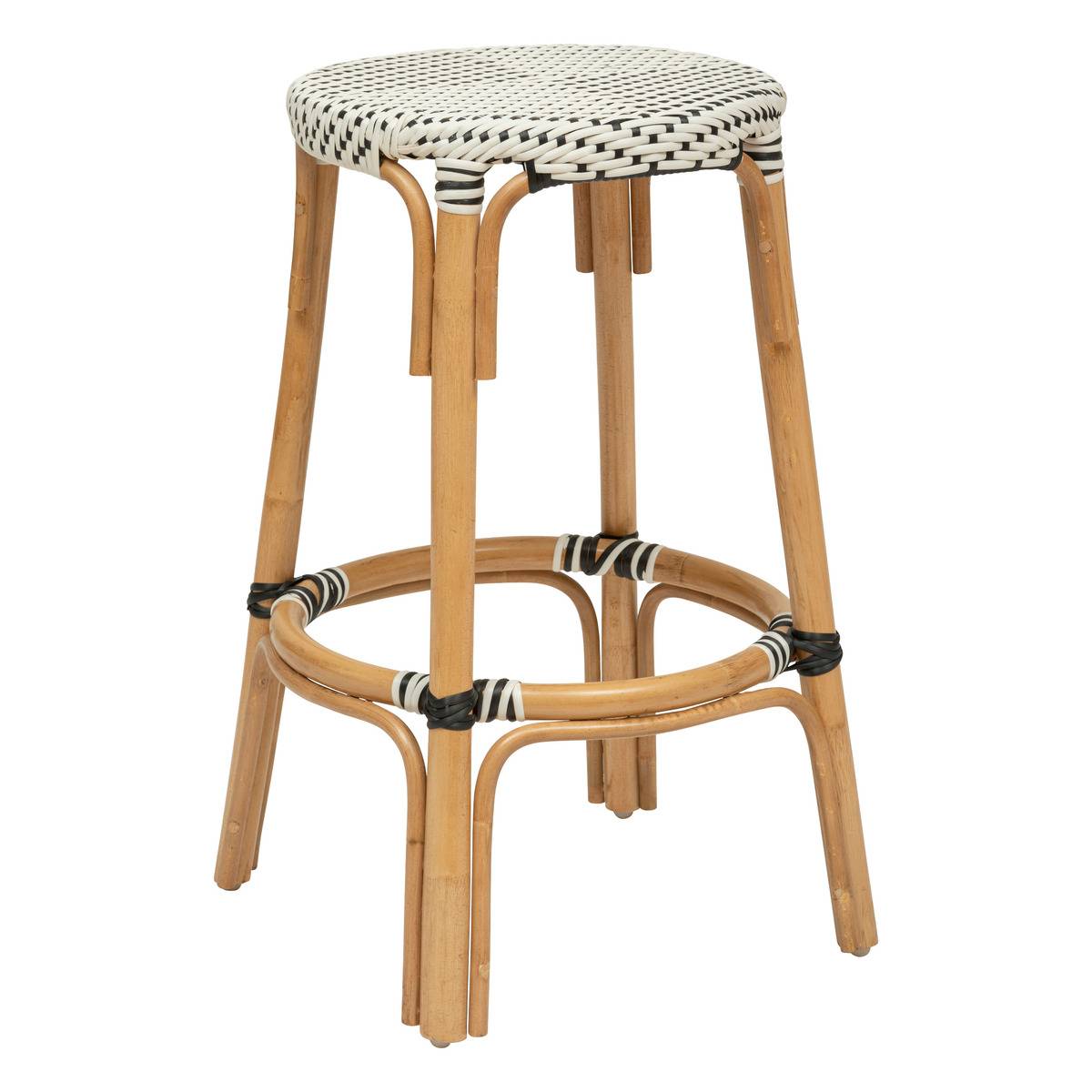 Tabouret de bar "Trecia" en rotin 40x40cm blanc - Atmosphera créateur d ...