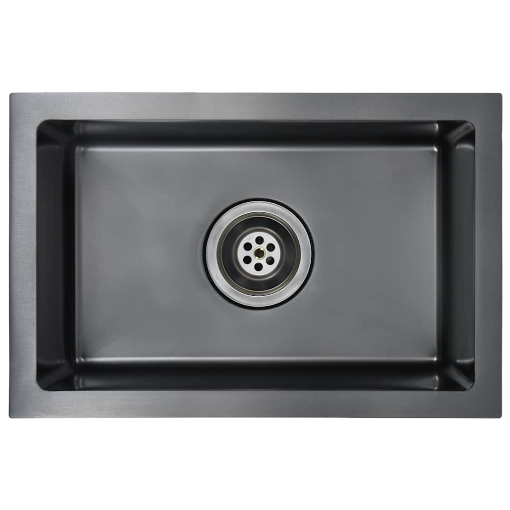 Plonge Inox noire 44x29 cm, évier fait main, inox 3 mm, insonorisé ...