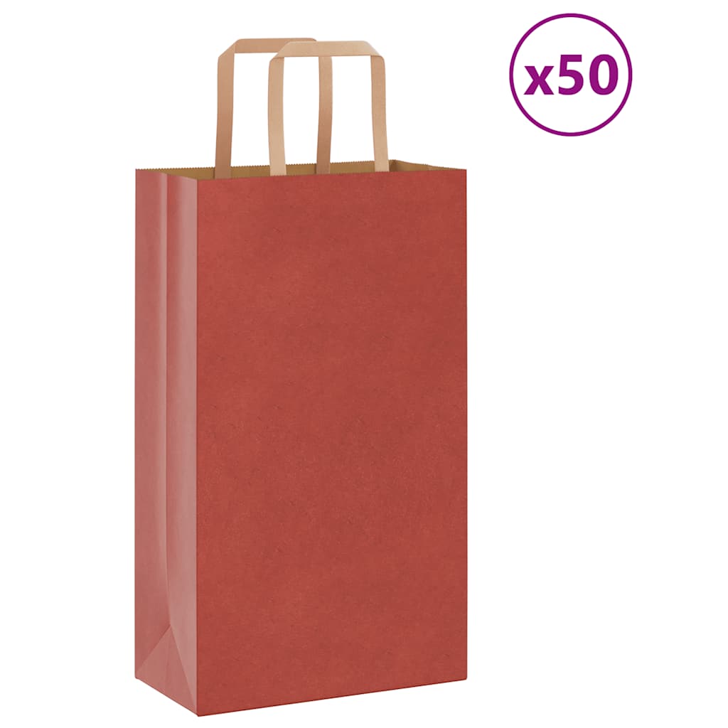 Sacs en papier kraft 50 pcs，Sacs kraft avec poignées rouge 21x11x36 cm ...