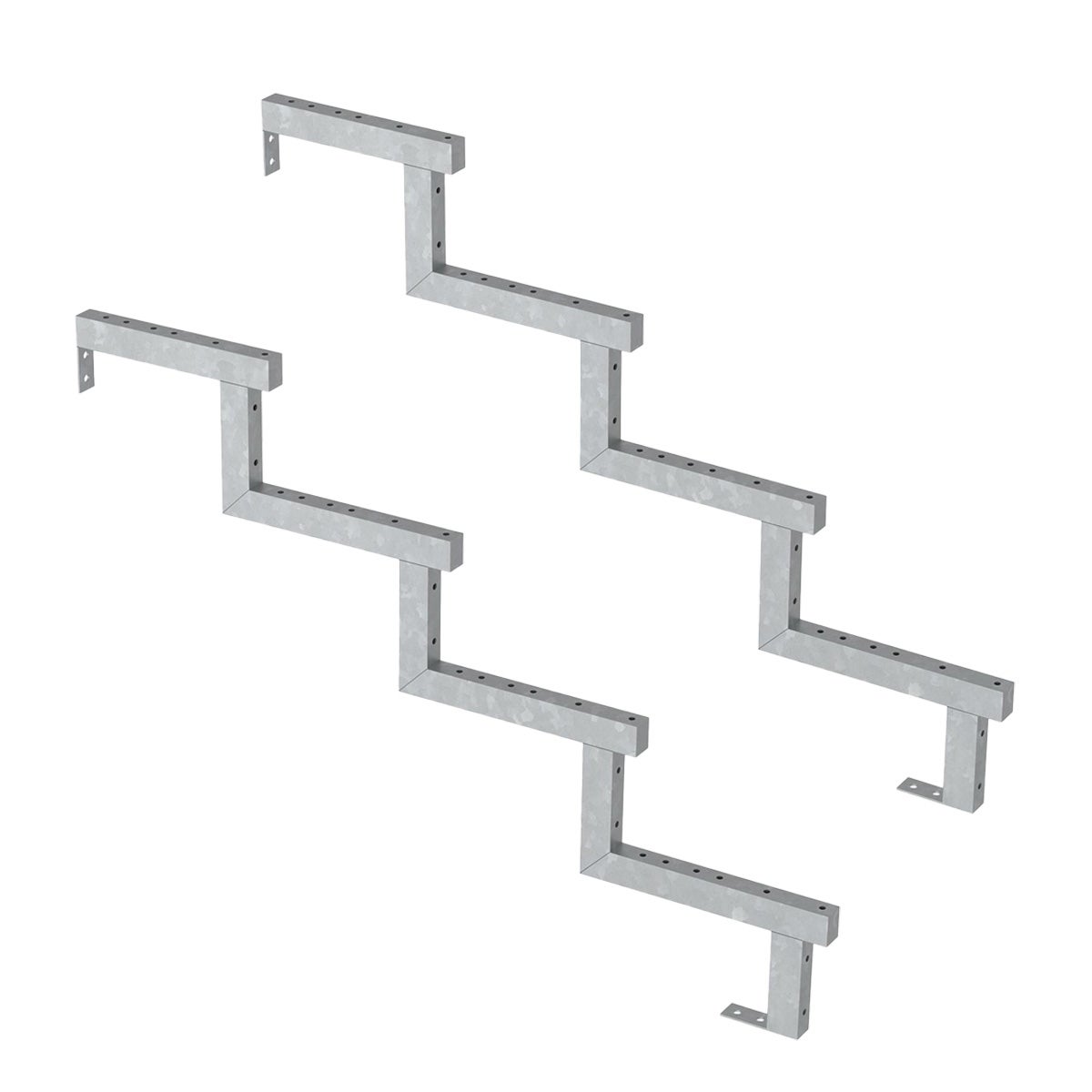 Pack 2 pièces - Limon acier galvanisé 4 marches - H 68cm - Option ...