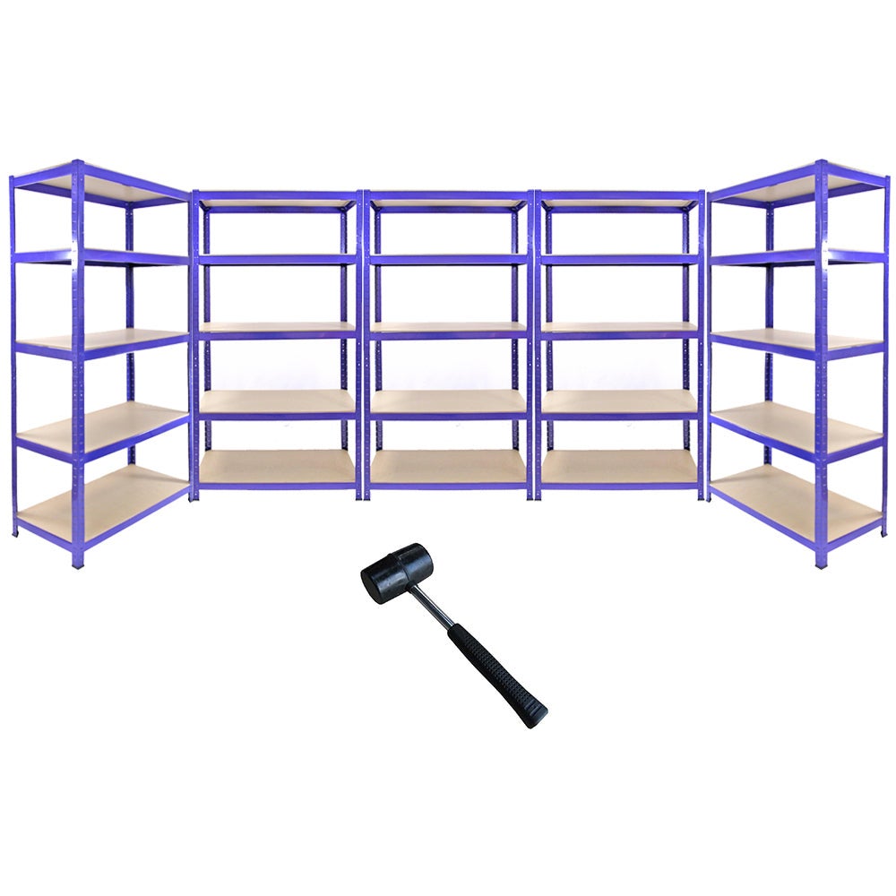 Monster Racking - 5 Rayonnages T-Rax en Acier Sans Boulons Bleus 90cm x ...