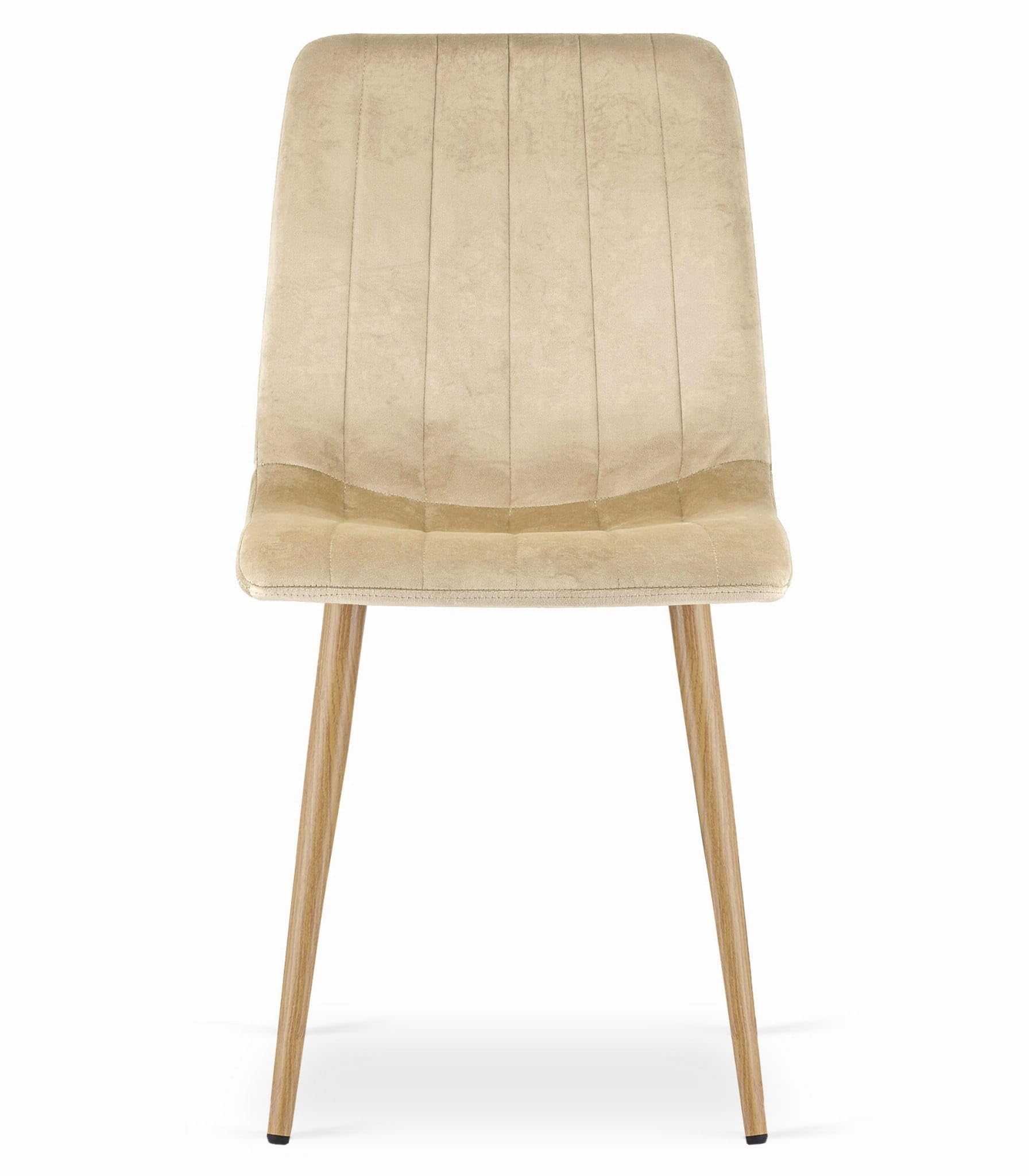 Haise De Salle À Manger - 1 Pièce - Velours Beige, Assise Rembourrée ...