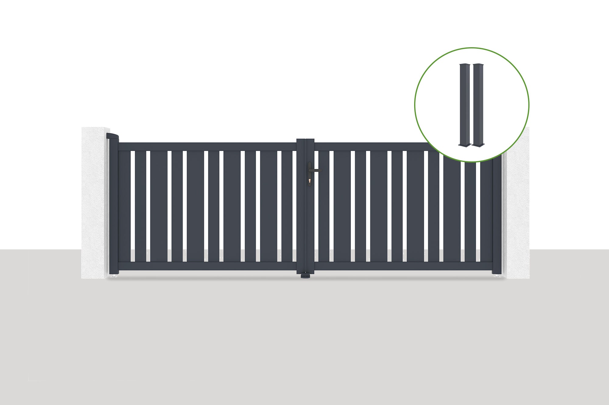 Portail battant 3,5m H.120cm VEYMONT + 2 poteaux EIFEL H.166cm Gris ...