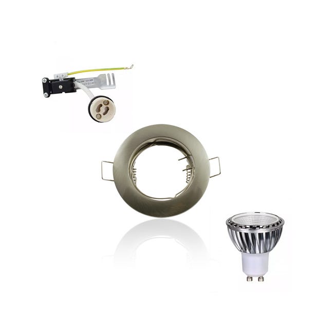 Kit Spot Led Gu10 5w Cob équivalent 50w Blanc Chaud Rond Fixe