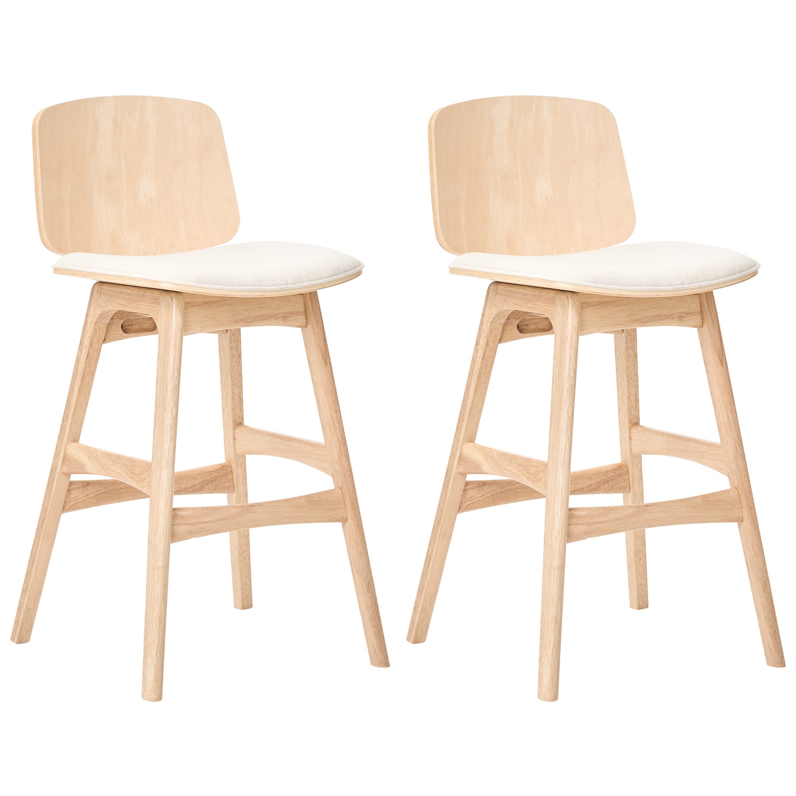Lot de 2 chaises de bar CHARLESTON Bois Marron clair/beige clair ...