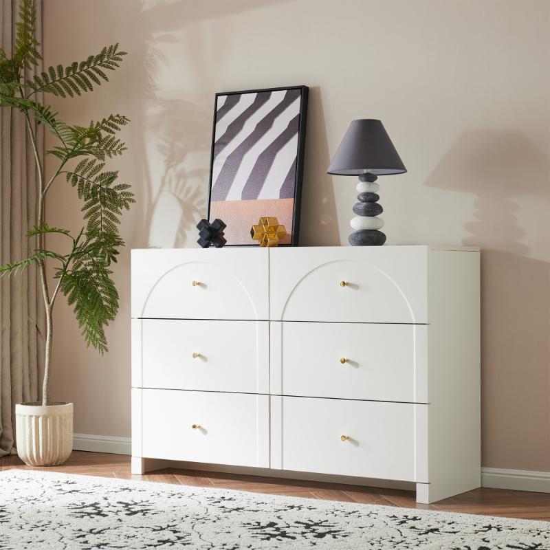 Commode à 6 tiroirs – Commode blanche avec portes et tiroirs pour salon ...