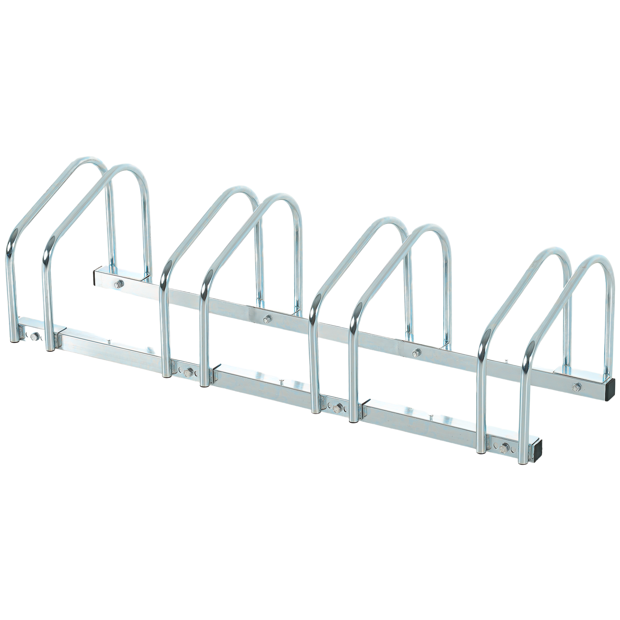 Porte-vélos 4 vélos acier galvanisé argenté 110 cm fixation sol murale ...