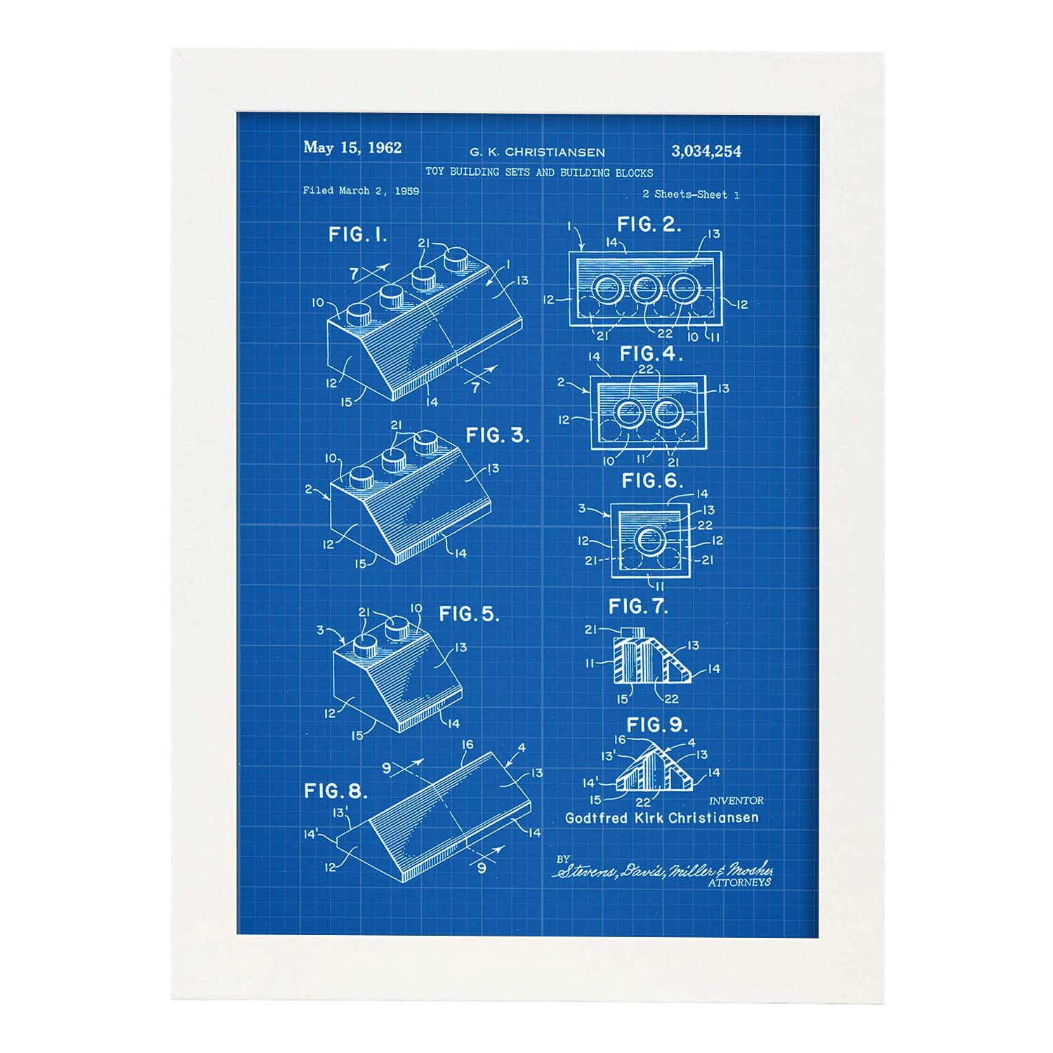 Affiche De Brevet Lego. Lémina Avec Old Patent Design Clean Cadre En ...