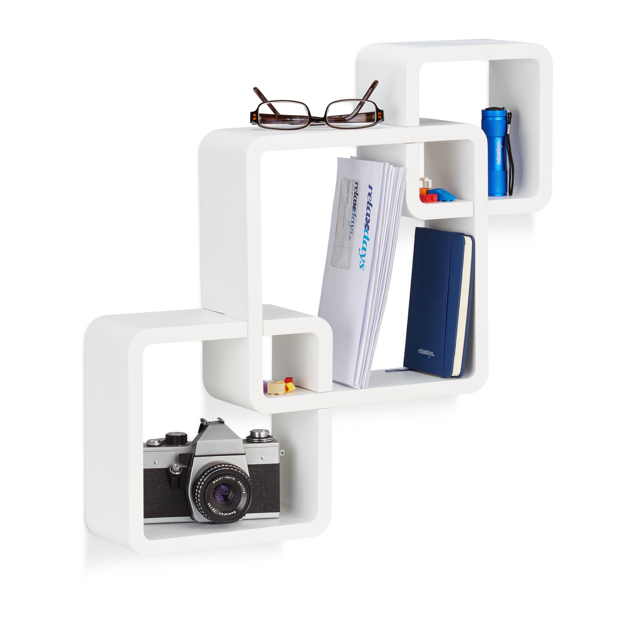 Relaxdays Étagère cube carré tablette flottante murale 3 cubes en MDF ...