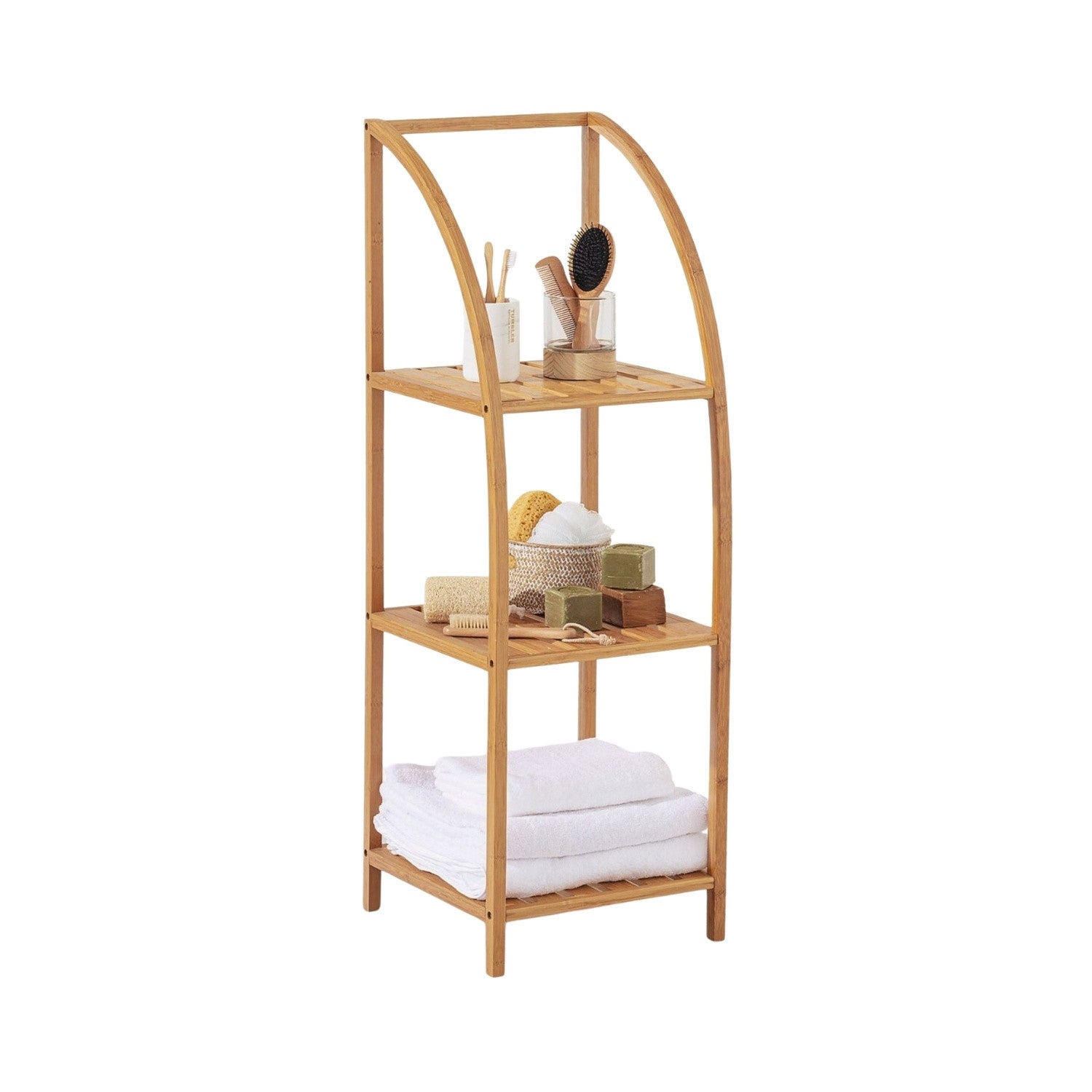 Etagère arquée en bambou à 3 niveaux Canoply 110,5x37x35cm 7house | Leroy Merlin