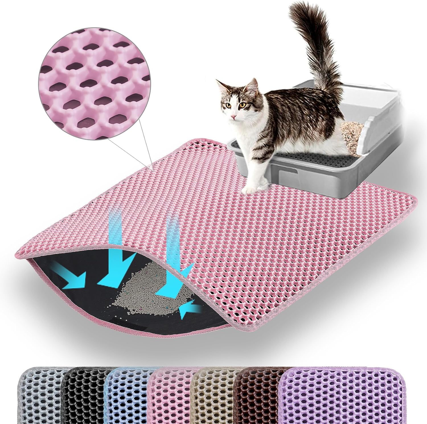 Tapis de litière pour chat, double couche, nid d'abeille, antidérapant ...