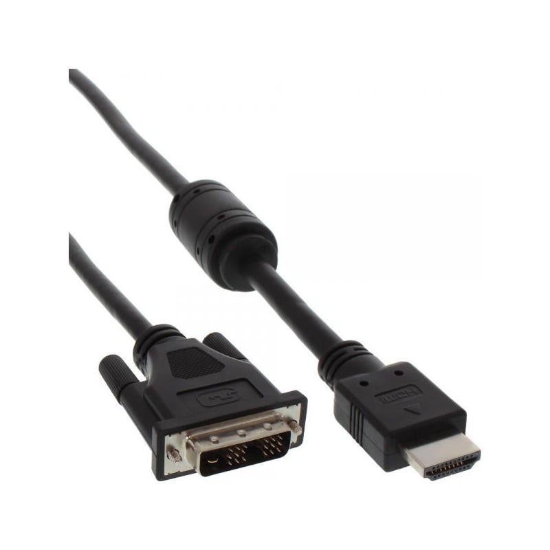 Cable hdmi-dvi inline de 19 pines macho a 18+1 macho + inductor de ferrita negro 1,8 m | Leroy ...