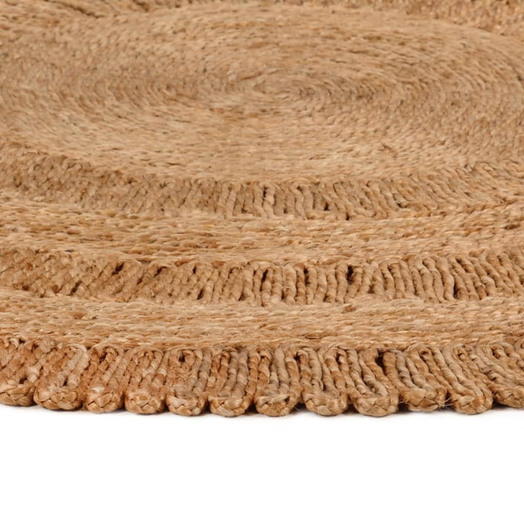 Tapis de salon, chambre，Tapis Jute tressé à la main 120 cm Rond ...