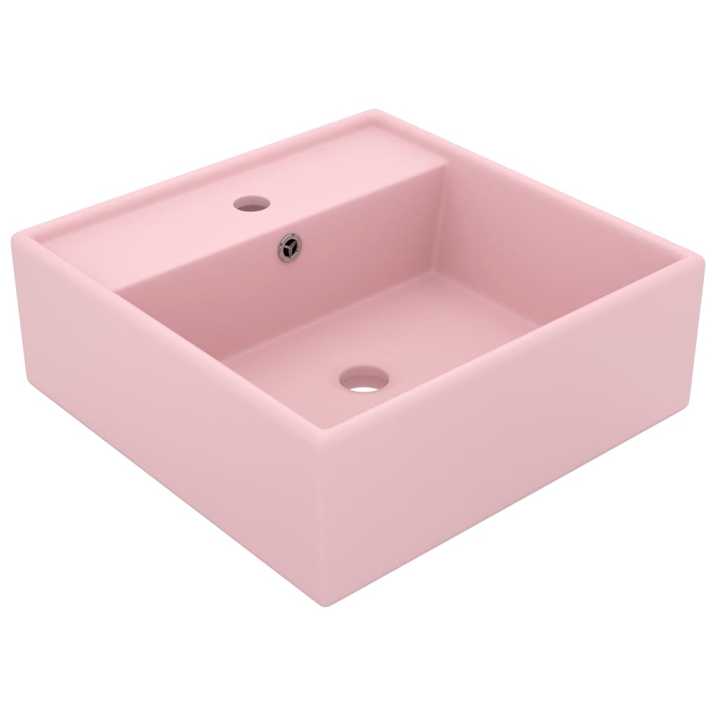 Lavabo Luxury cuadrado con rebosadero Rosa mate 41x41 cm Cerámica ...