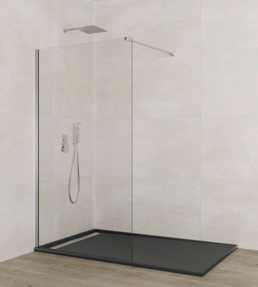 Panel Fijo Screen 86,5-88 Transparente Cromo + Brazo | Leroy Merlin
