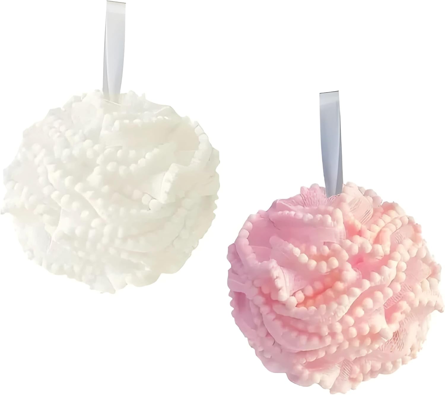 Éponge blanche et rose, éponge de bain, lot de 2 éponges de douche ...