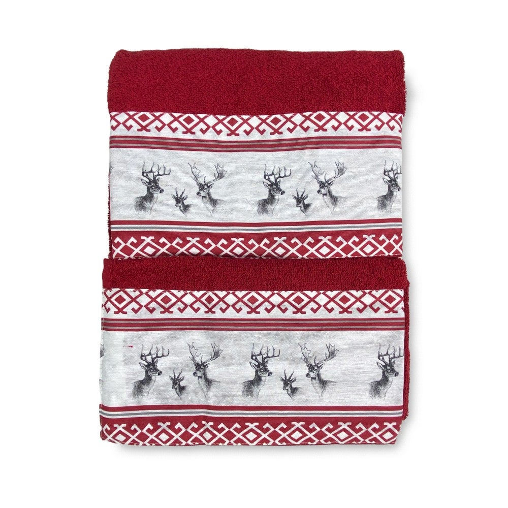 SET serviettes avec bord tyrolien CERVINO ROSSO en pur coton Made in ...