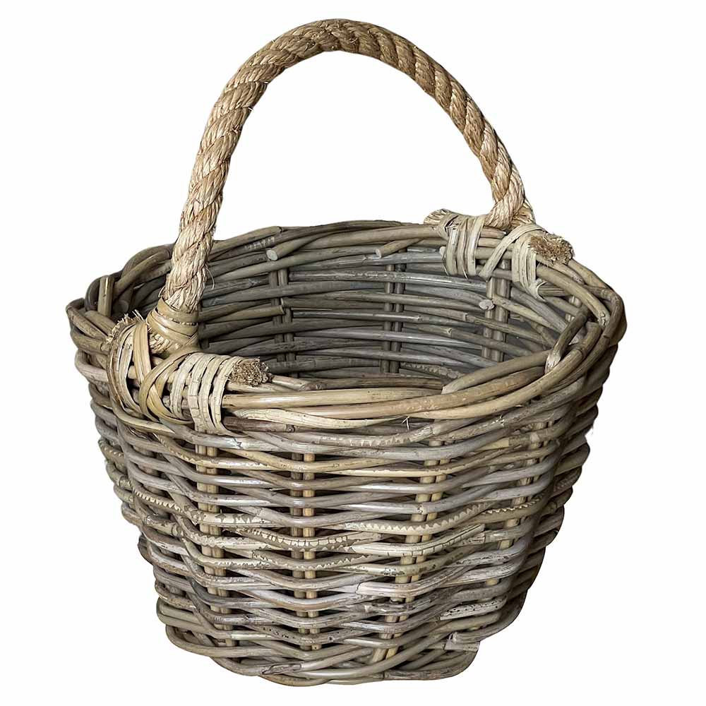 Panier en jonc Kabu avec anse en corde 31 x 19 cm | Leroy Merlin