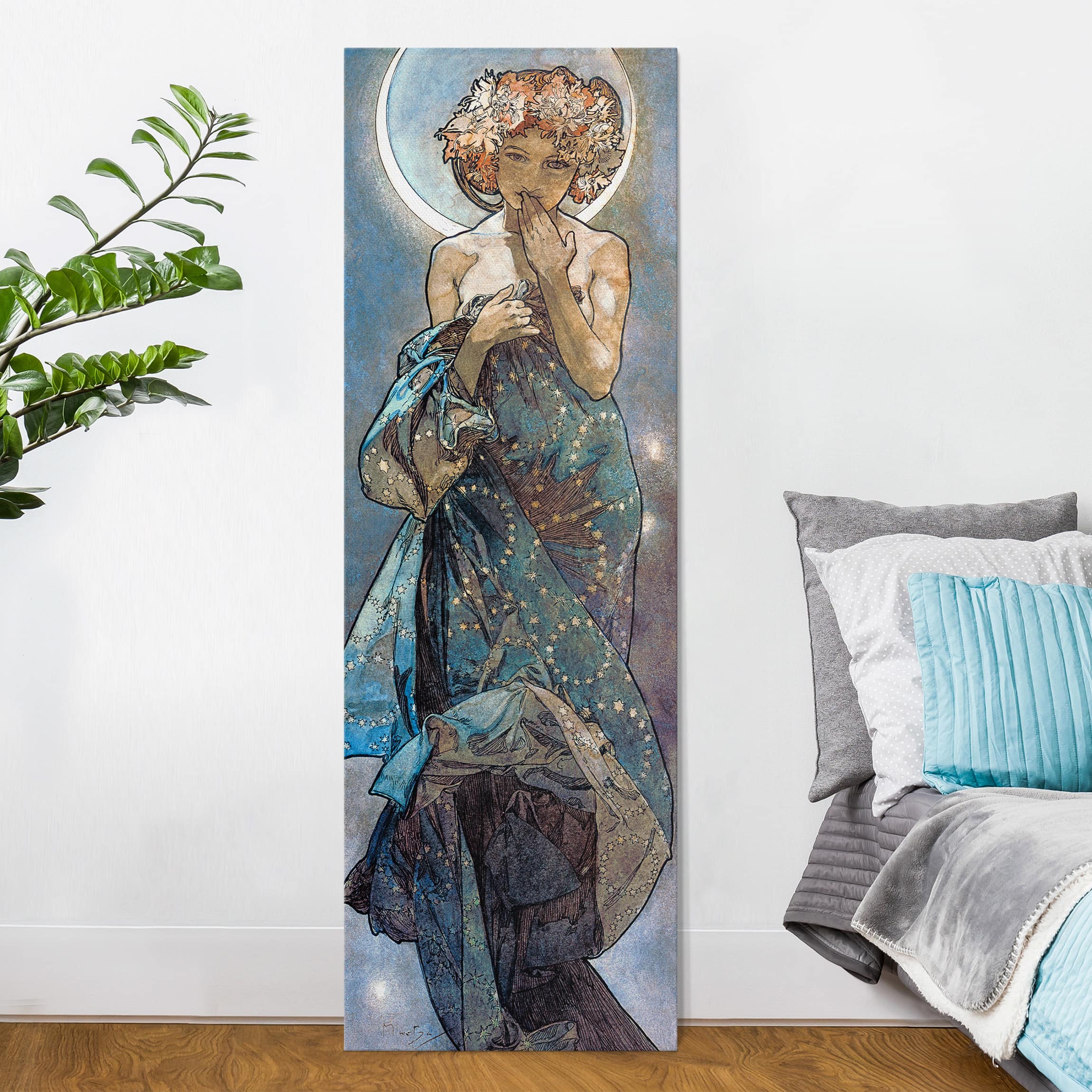 Lienzo cuadro en lienzo bastidor impresion en lienzo azul Alfons Mucha ...