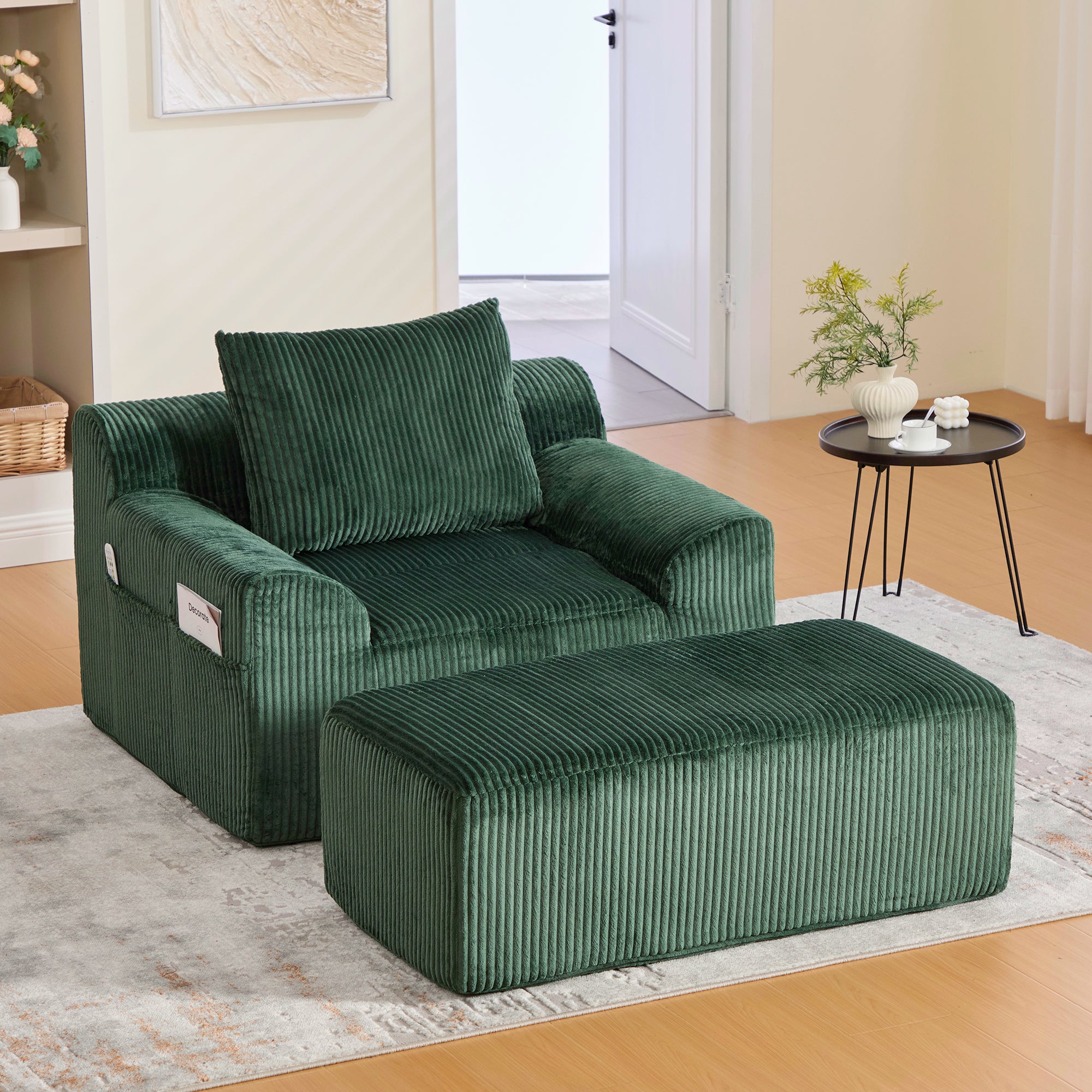 Fauteuil Canapé XXL 147x110x67 cm, Repose-pieds, Poches Latérales ...