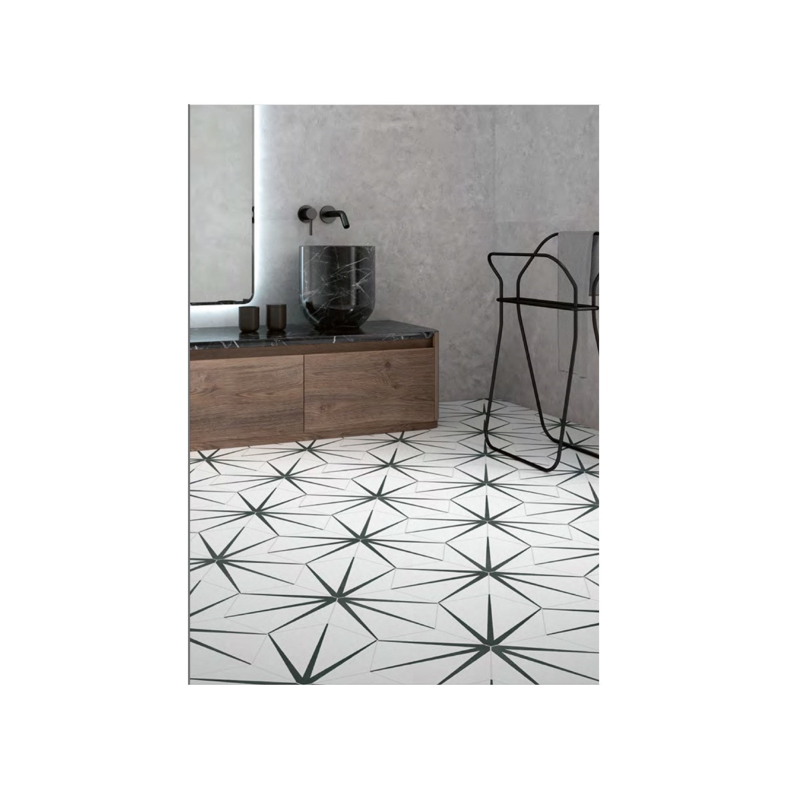 Carrelage grès cérame effet graphique Hexagone STARLINE Hexagone 29x25 ...