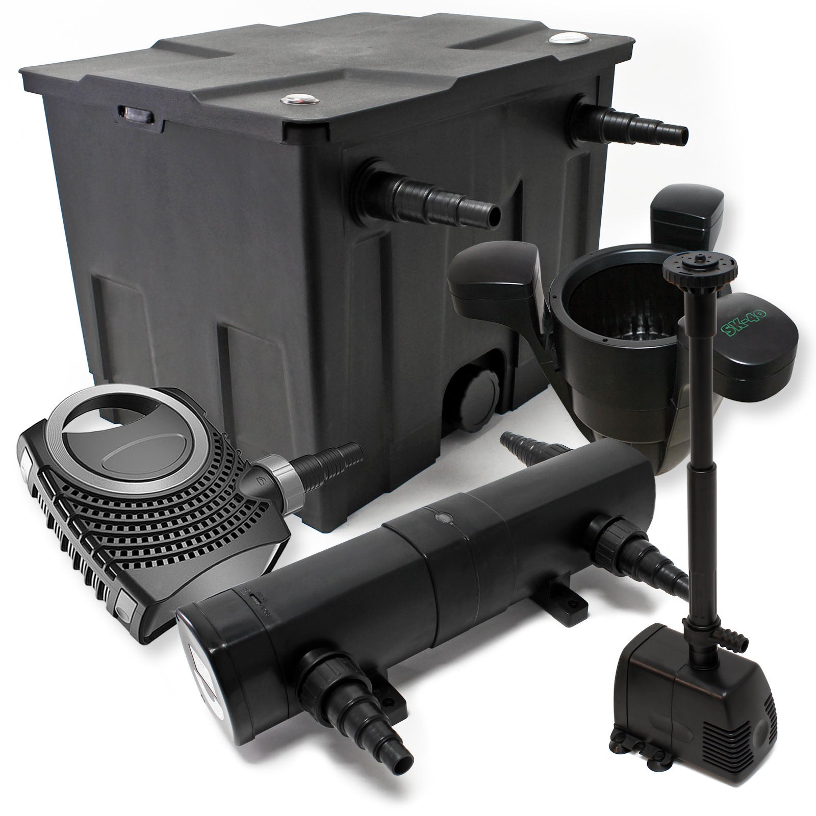 Wiltec Kit complet: CBF-350 Filtre de bassin jusqu'à 12000 L, NEO10000 ...